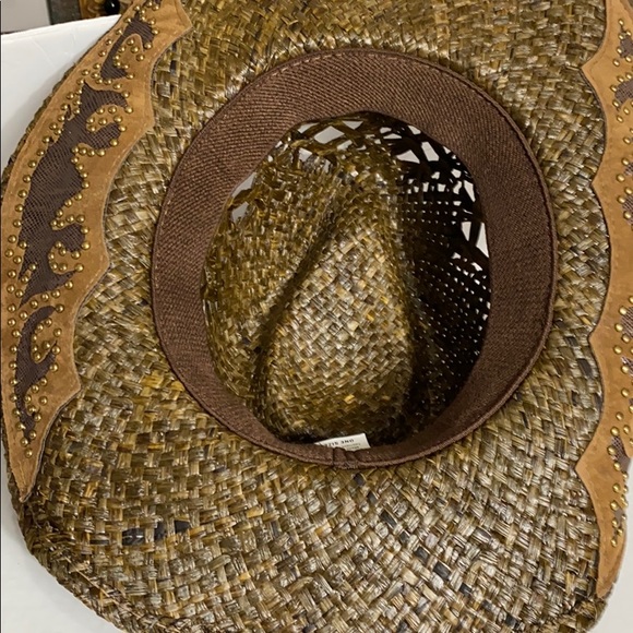 Accessories | Natural Fiber Raffia Straw Cowboy Hat Wstudded Dt | Poshmark